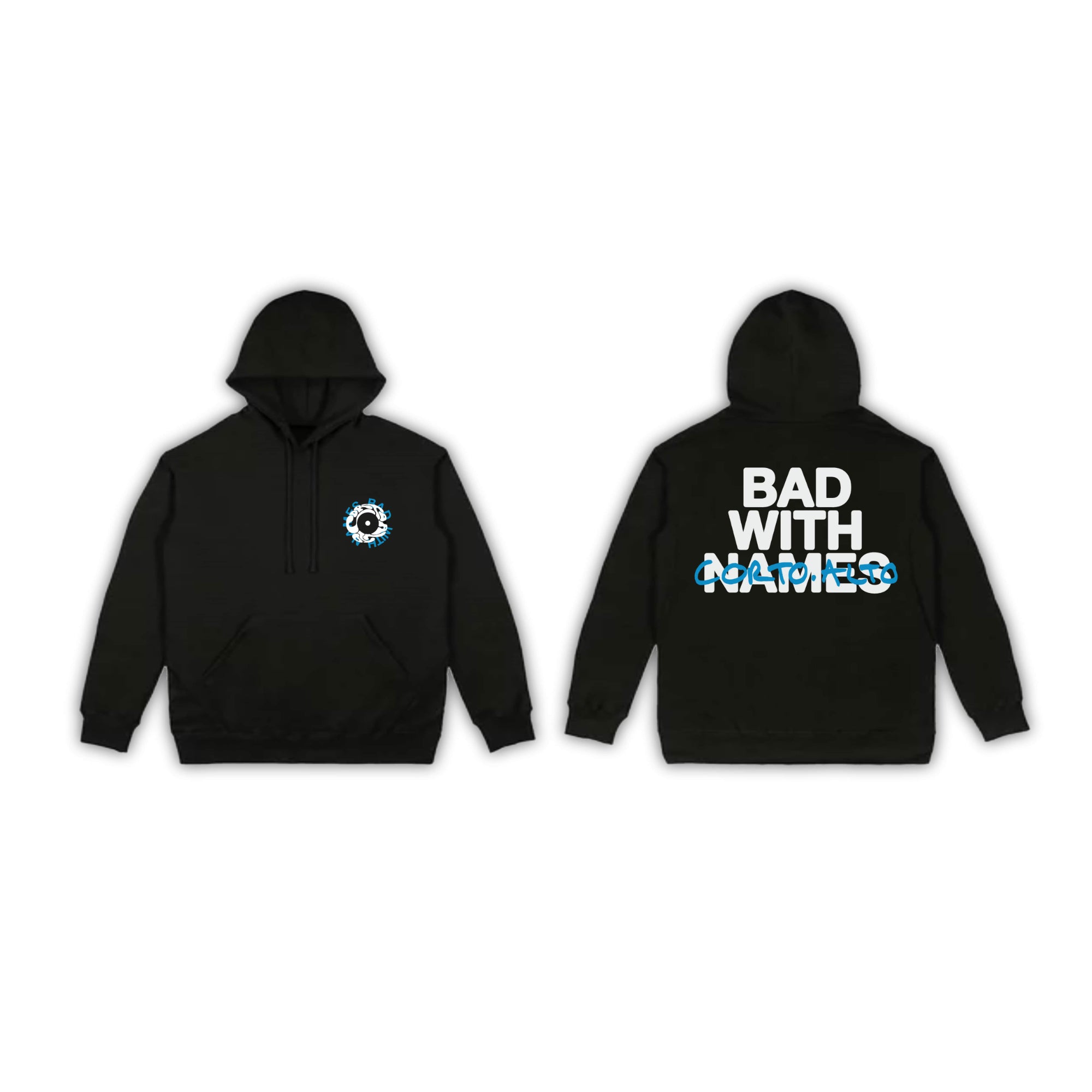 'Bad With Names' Hoodie - Black – corto.alto merchandise